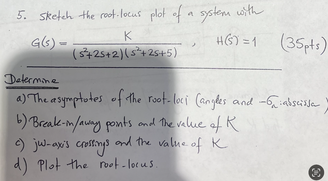Solved Sketch the root-locus plot of a system | Chegg.com