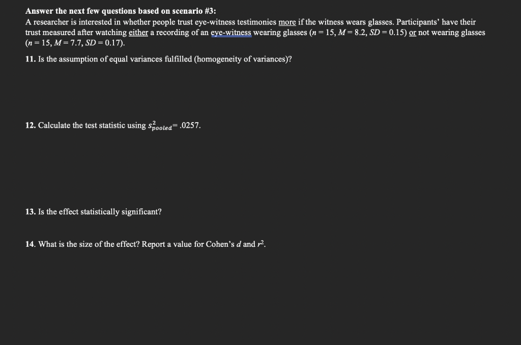 Solved Answer the next few questions based on scenario \#3: | Chegg.com