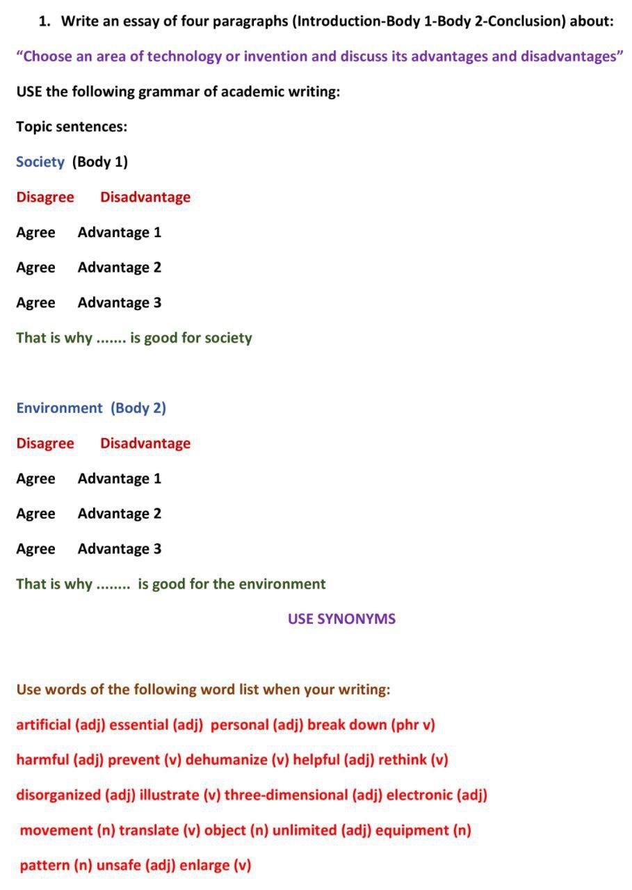 Solved 1. Write an essay of four paragraphs | Chegg.com