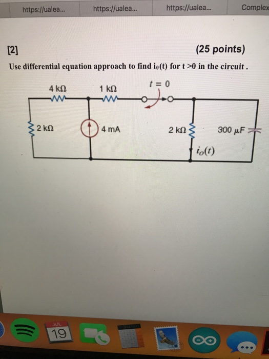 Solved Use differential equation approach to find i0(t) for | Chegg.com
