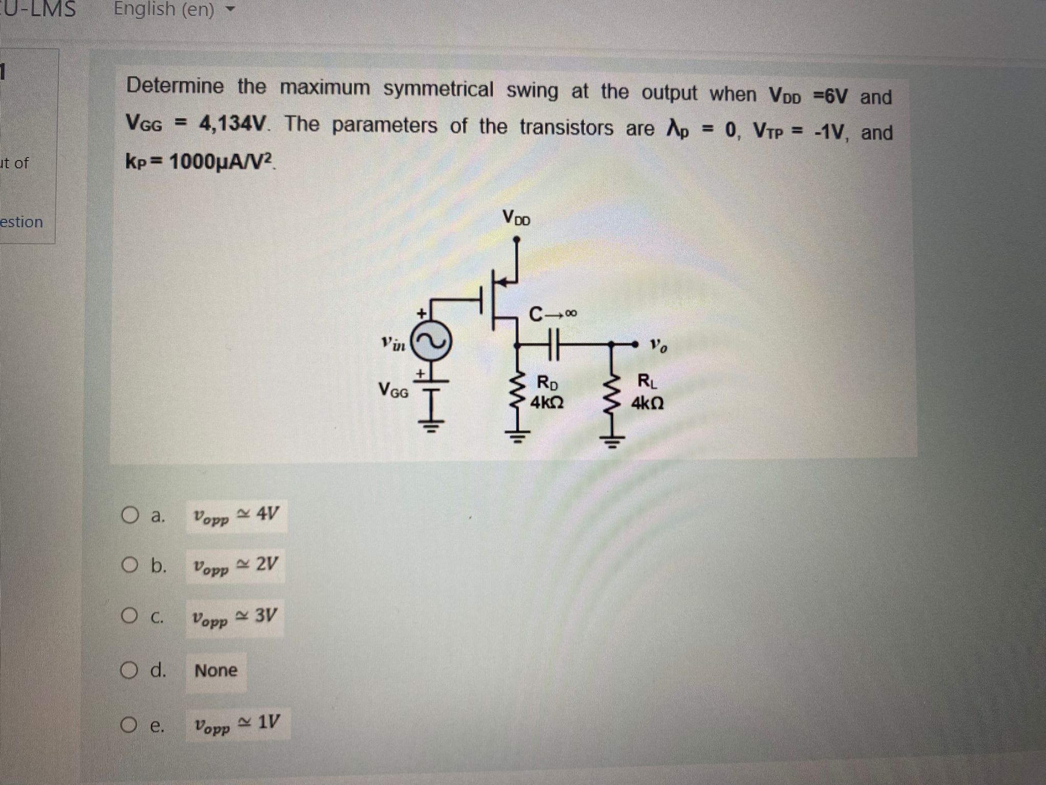 Solved Determine the maximum symmetrical swing at the output | Chegg.com