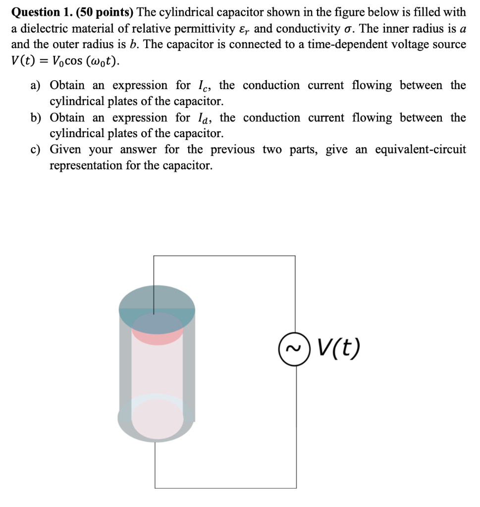 Solved Question 1. (50 points) The cylindrical capacitor | Chegg.com