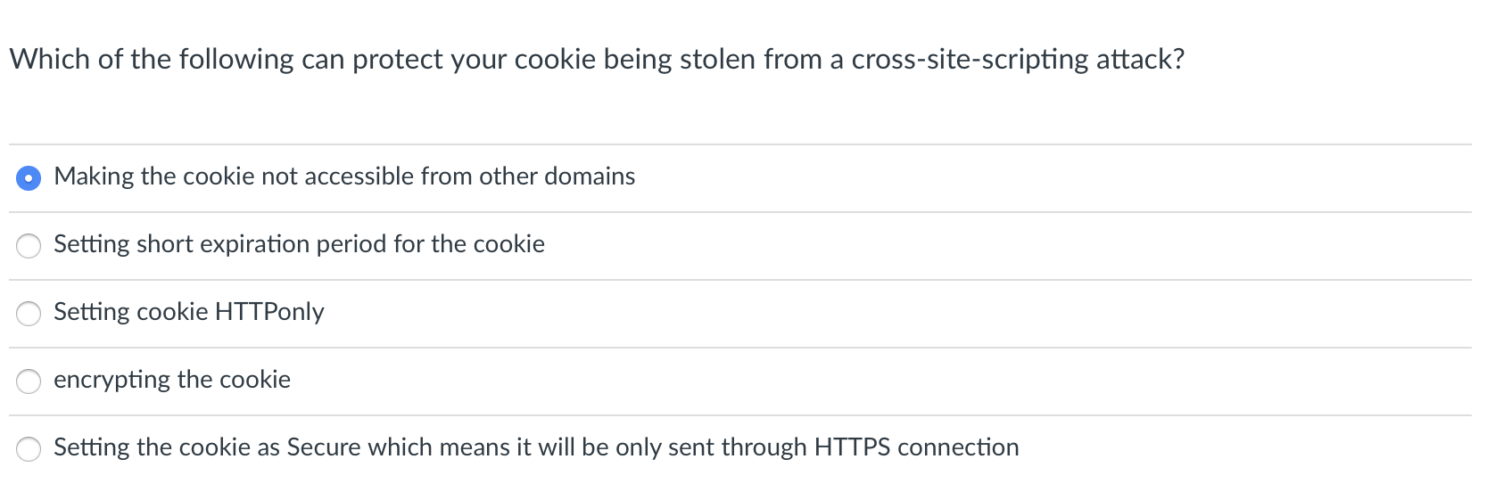 Solved Which of the following can protect your cookie being | Chegg.com