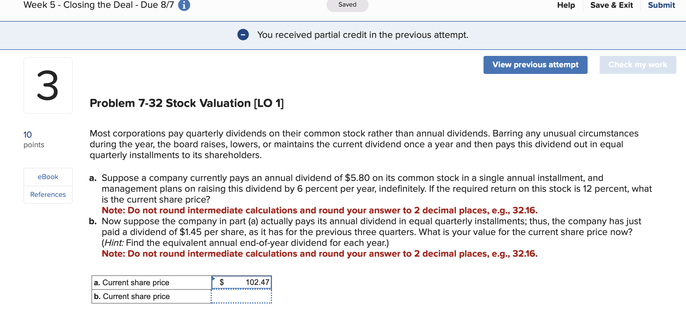 Solved - You received partial credit in the previous | Chegg.com