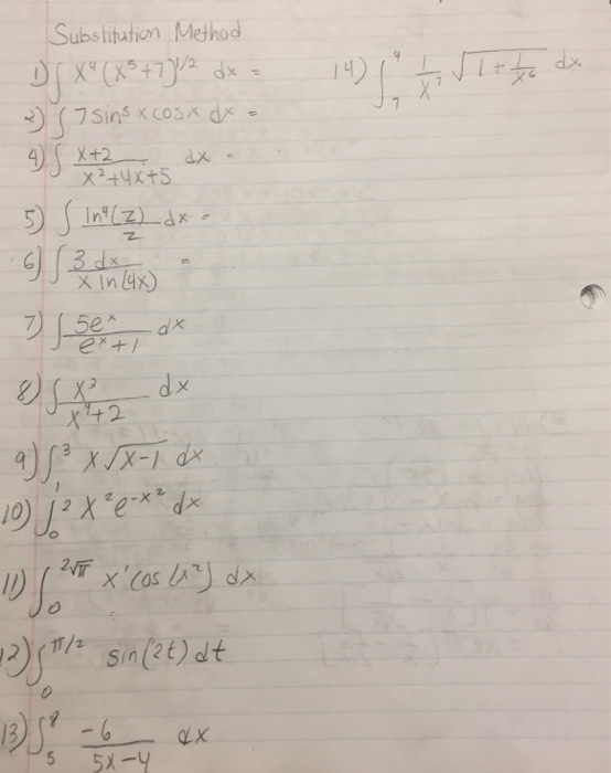 Solved Substitution Method integral x^4 (x^5 + 7)^1/2 dx = | Chegg.com