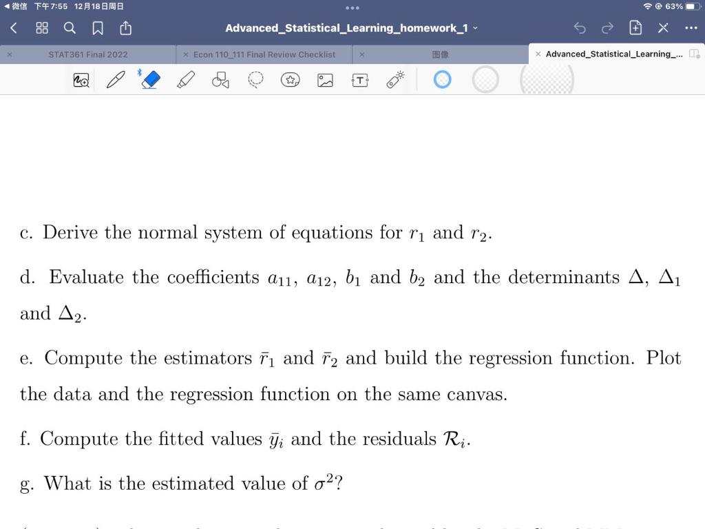Solved c. Derive the normal system of equations for r1 and | Chegg.com