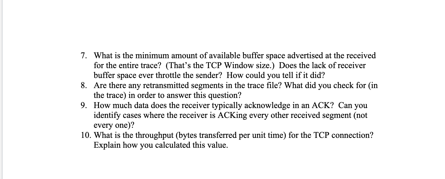 Solved 3 Tcp Analysis Answer The Following Questions For