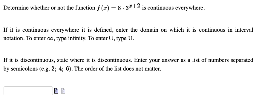 Solved Determine whether or not the function f(x)=8⋅3x+2 is | Chegg.com