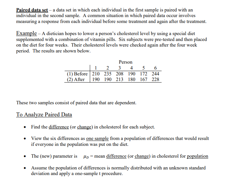 Solved Paired data set - a data set in which each individual | Chegg.com