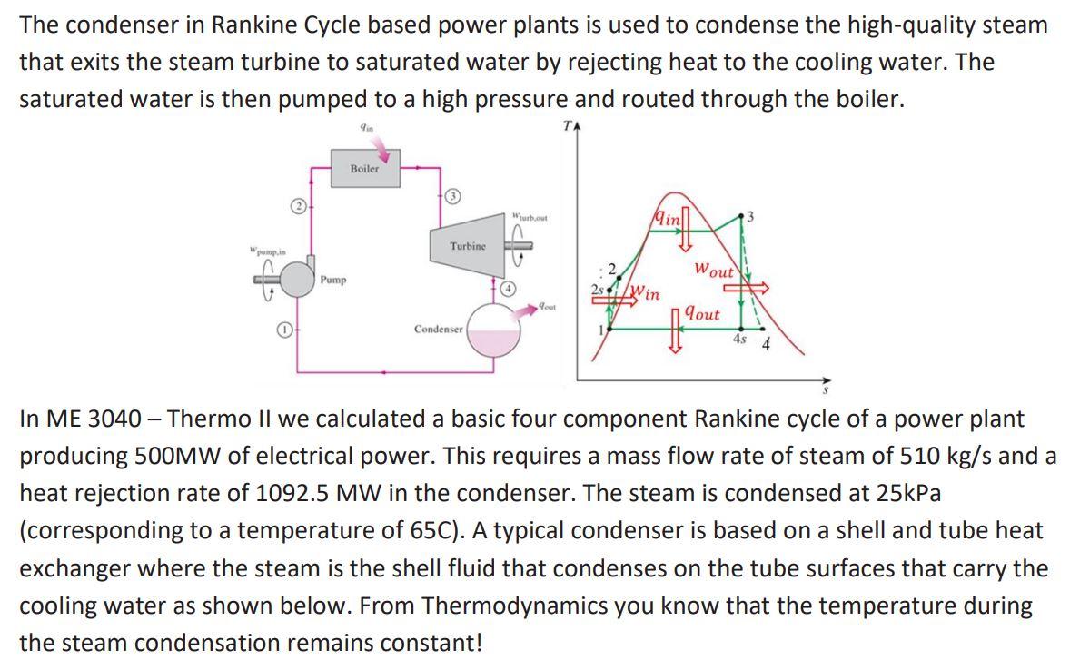 Solved The condenser in Rankine Cycle based power plants is | Chegg.com