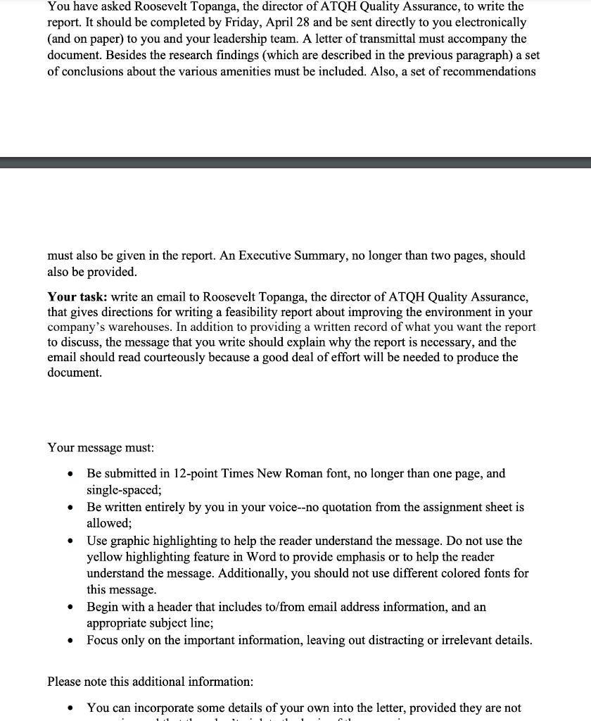 Solved Write an email in response to this scenario. Please | Chegg.com