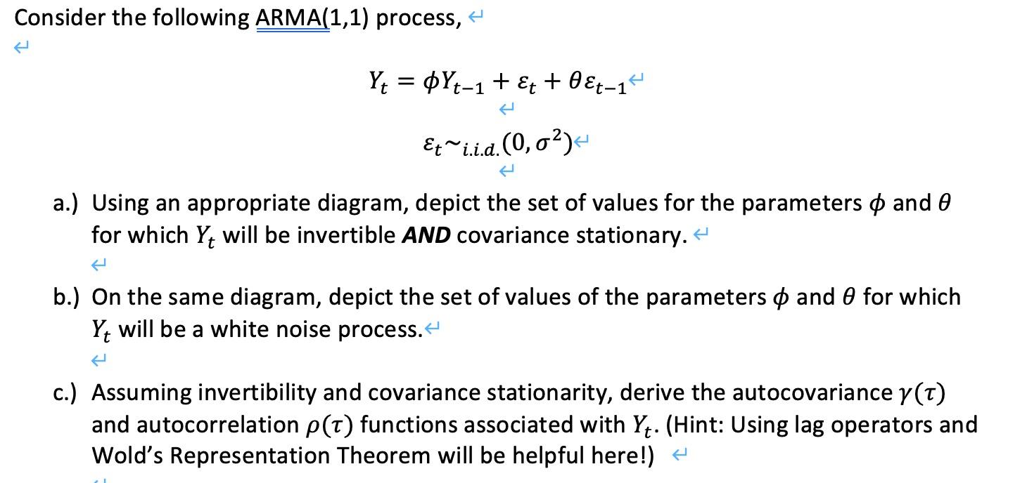 Consider the following ARMA(1,1) process, Y = 0Y4-1 + | Chegg.com