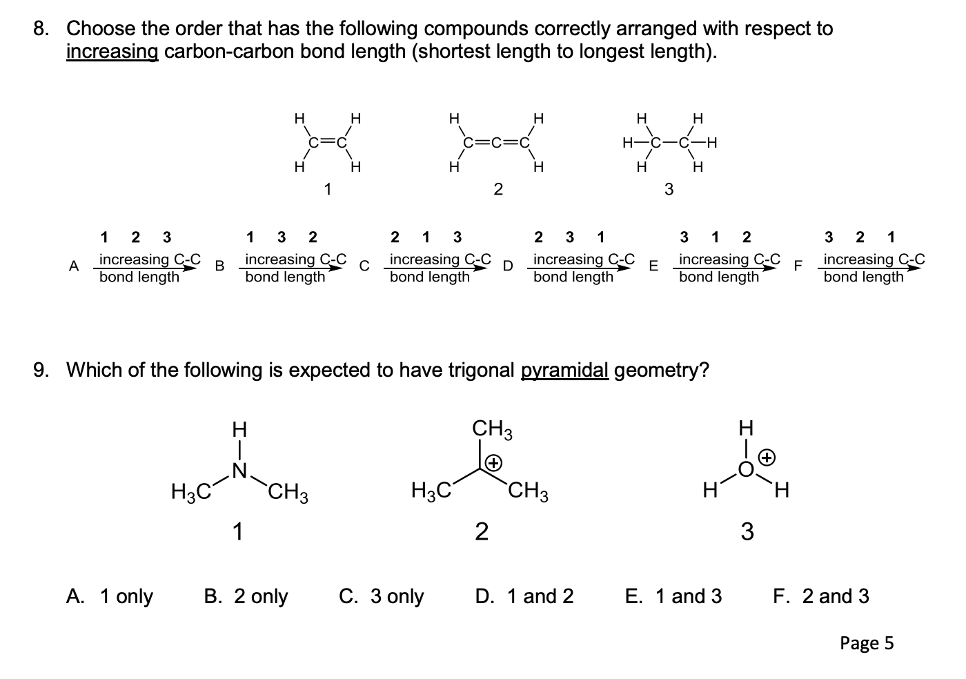 Solved 8. Choose the order that has the following compounds | Chegg.com