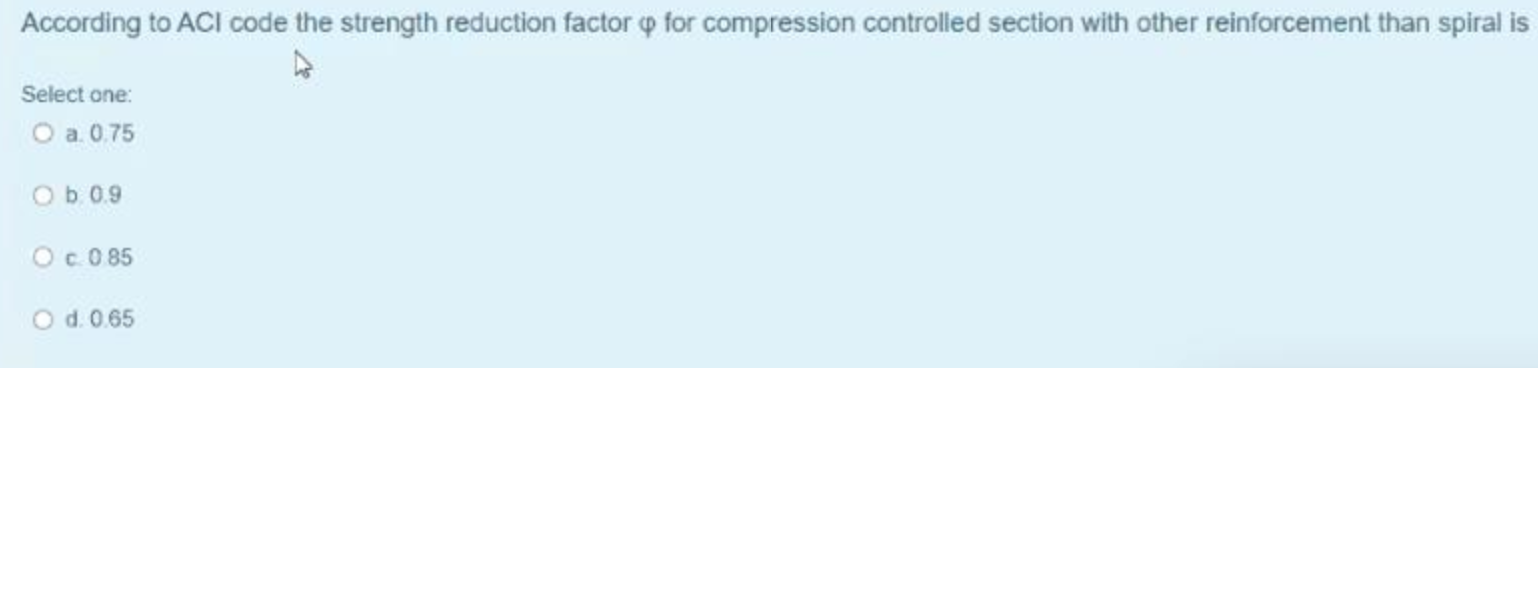 Solved According to ACI code the strength reduction factor o | Chegg.com