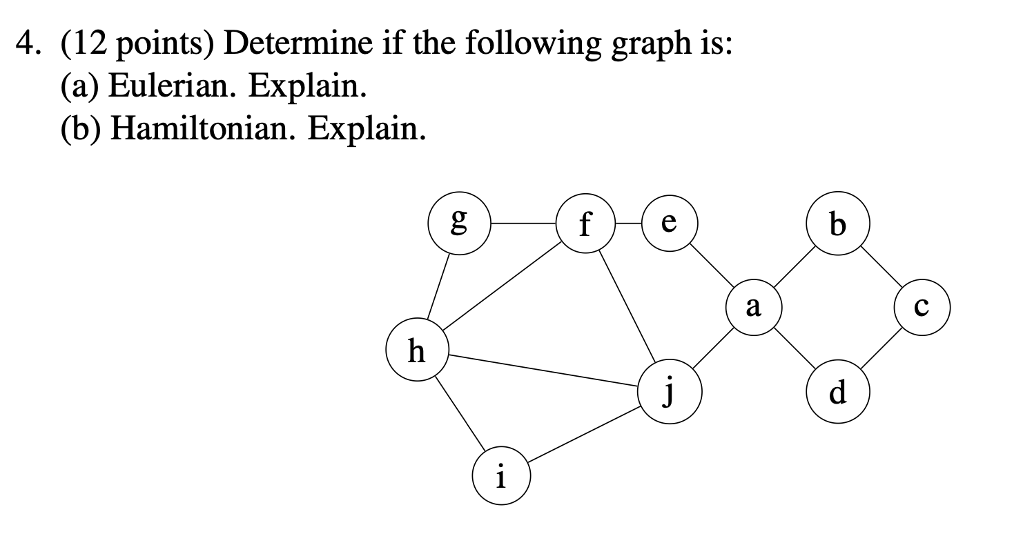 Solved 4. (12 points) Determine if the following graph is: | Chegg.com