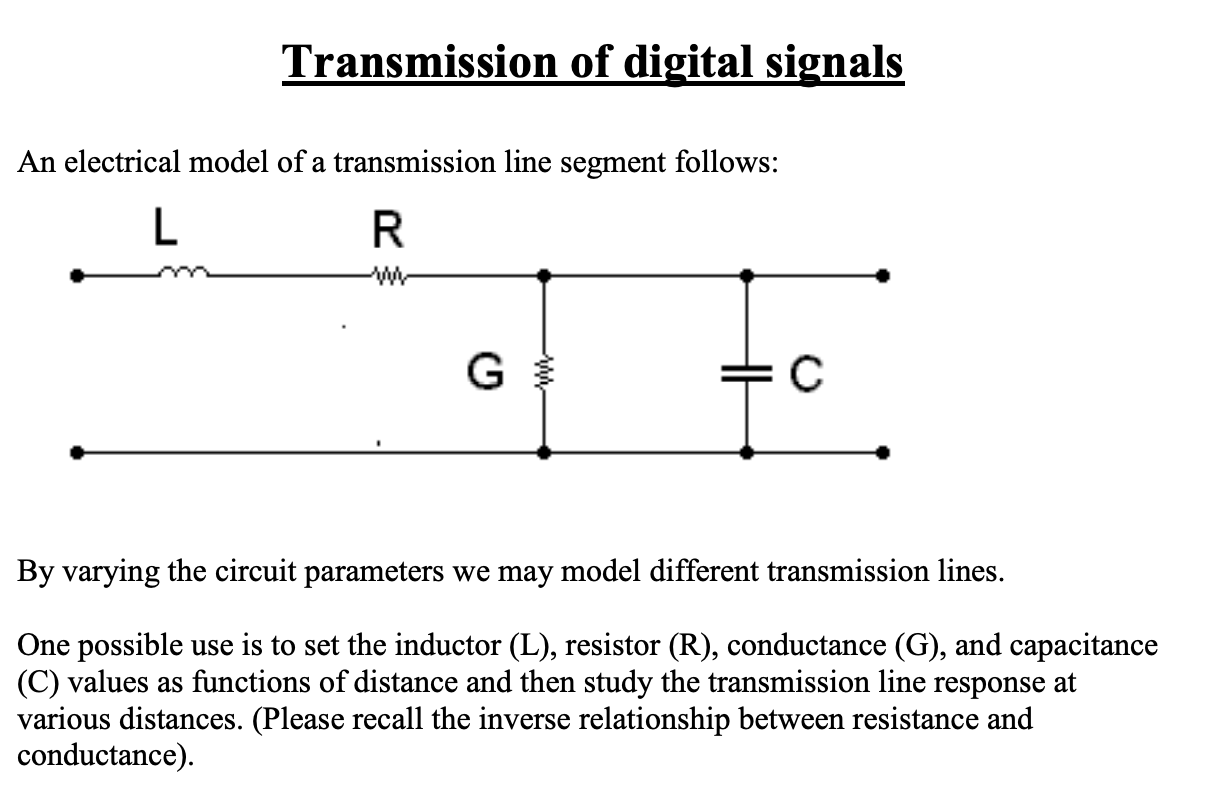 Transmission of digital signals An electrical model | Chegg.com