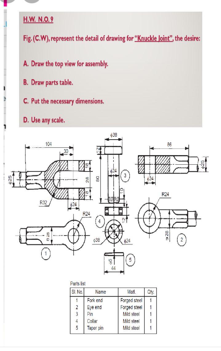 Solved H.W. N.O.9 Fig. (C.W), represent the detail of | Chegg.com