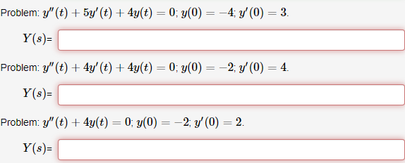 Solved For each initial value problem find Y(s), the Laplace | Chegg.com