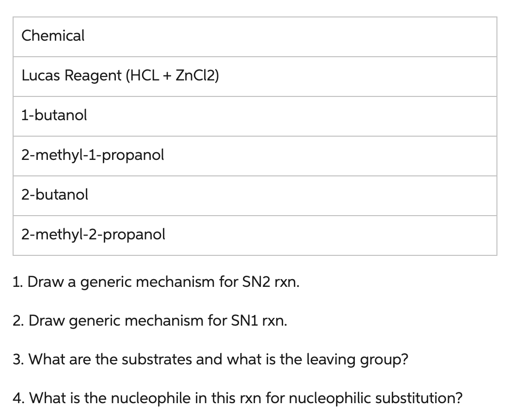 Solved 1. Draw a generic mechanism for SN2 rxn. 2. Draw | Chegg.com