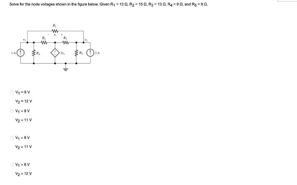 [Solved]: Solve for the node voltages shown in the figure