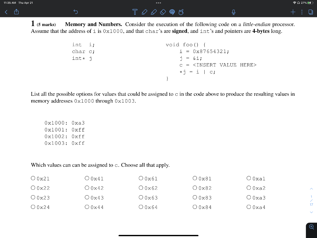Solved note this says on a little endian processor. What is | Chegg.com