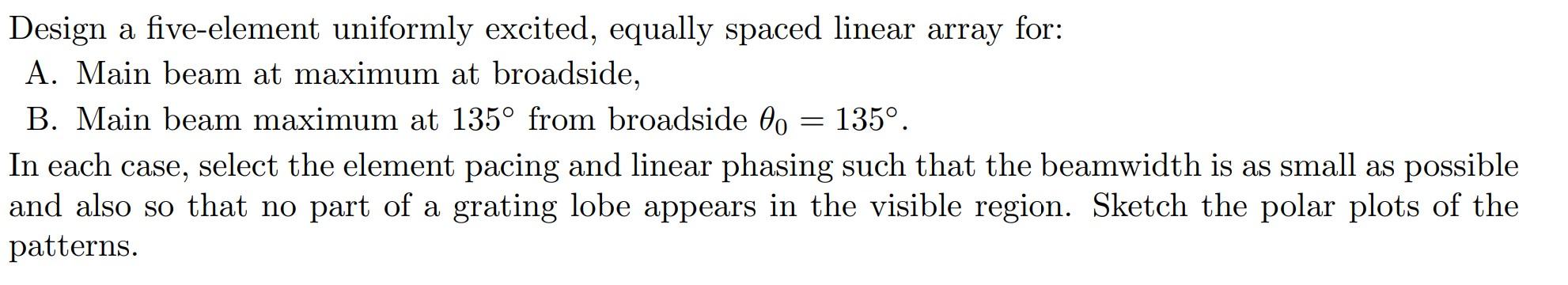 Solved Design a five-element uniformly excited, equally | Chegg.com