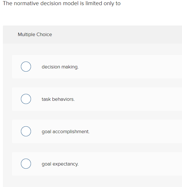 Solved The normative decision model is limited only | Chegg.com