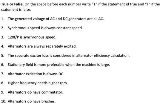 Solved True or False. On the space before each number write | Chegg.com
