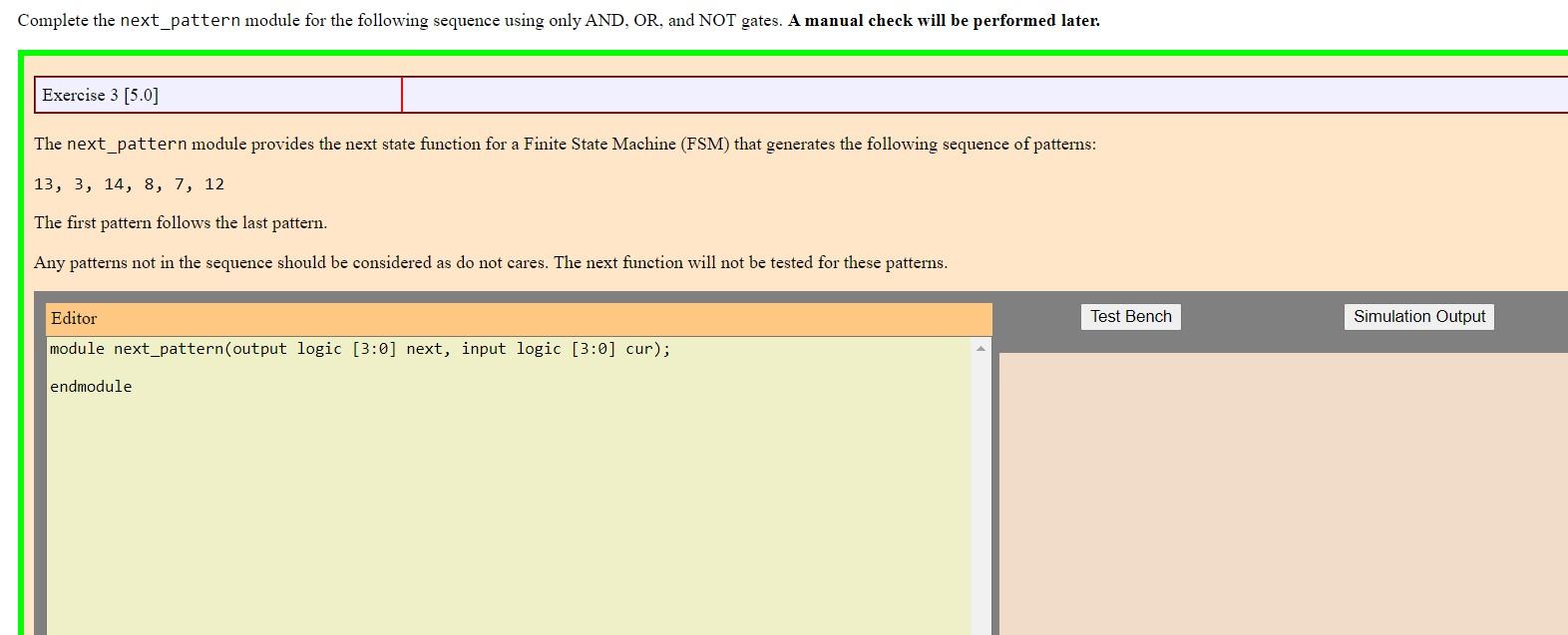 Solved Complete the next_pattern module for the following | Chegg.com