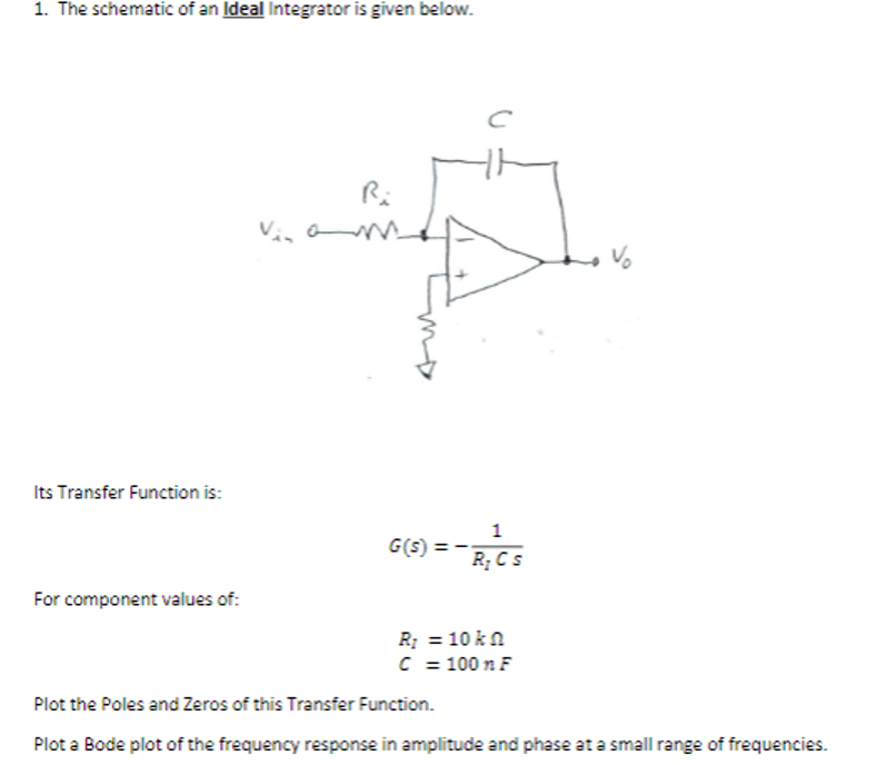 Solved The schematic of an Ideal Integrator is given | Chegg.com