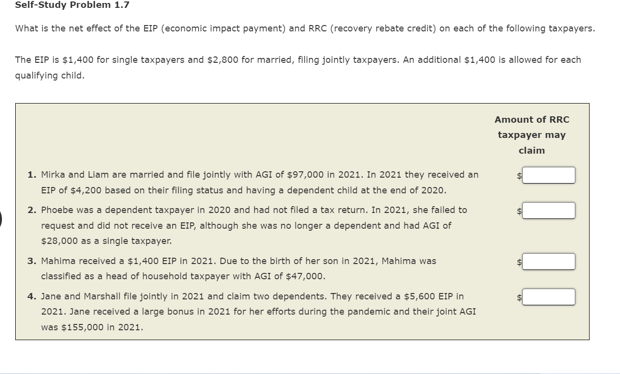 What is the net effect of the EIP (economic impact | Chegg.com