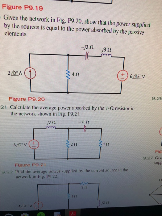 Solved Figure P9.19 Given the network in Fig. P9.20, show | Chegg.com