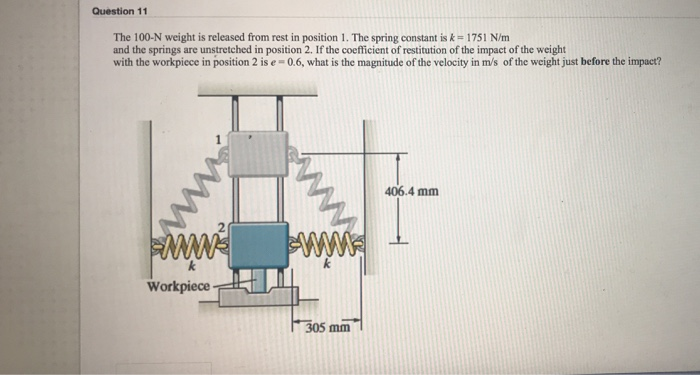 Solved Question 11 The 100-N weight is released from rest in | Chegg.com