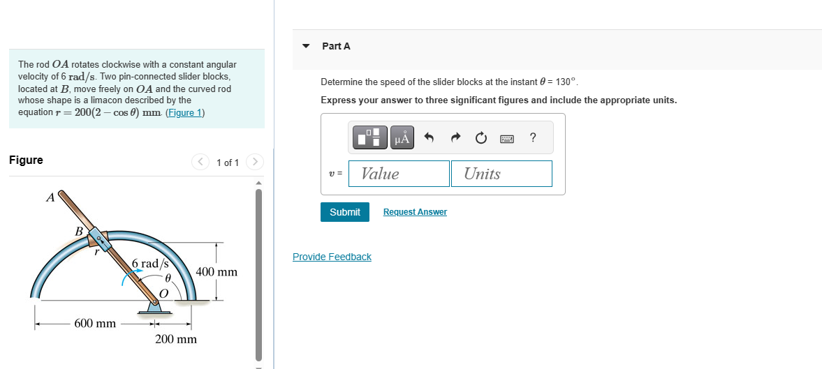 Solved The rod OA rotates clockwise with a constant angular | Chegg.com