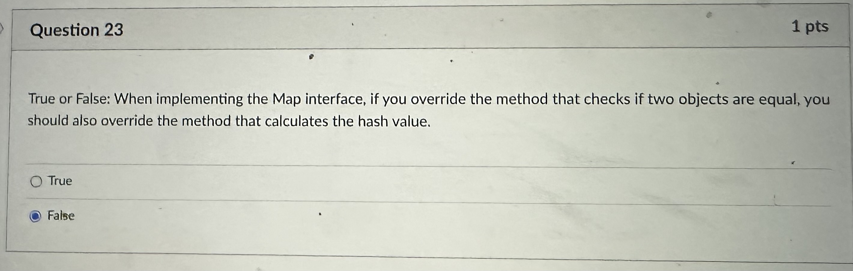 Solved Question 23True or False: When implementing the Map | Chegg.com