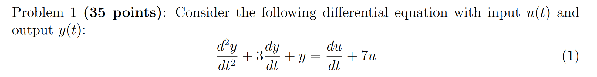 Solved Problem 1 (35 points): Consider the following | Chegg.com