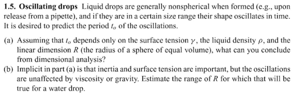 Solved 1.5. Oscillating drops Liquid drops are generally | Chegg.com