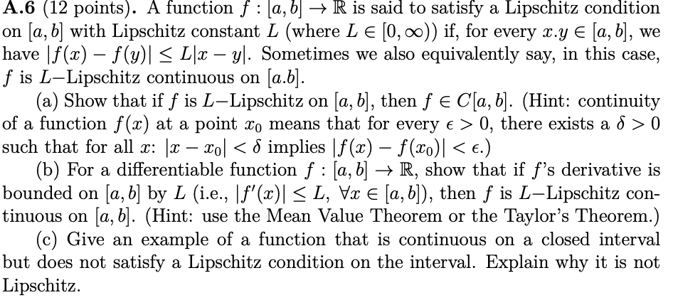Solved A function f : [a, ﻿b] -> ﻿R is said to satisfy a | Chegg.com