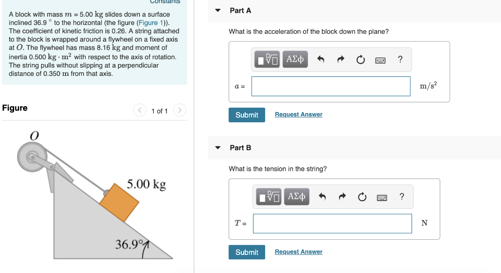 Solved Constants Part A A block with mass m 5.00 kg slides | Chegg.com