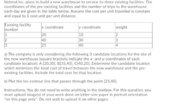 Solved 30 Nebrod Inc. plans to build a new warehouse to | Chegg.com