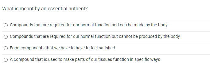 Solved What is meant by an essential nutrient? Compounds | Chegg.com