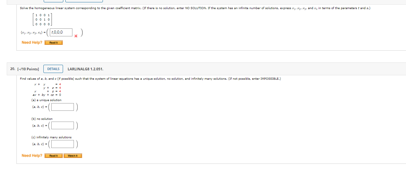 Solved Solve the homogeneous linear system corresponding to | Chegg.com