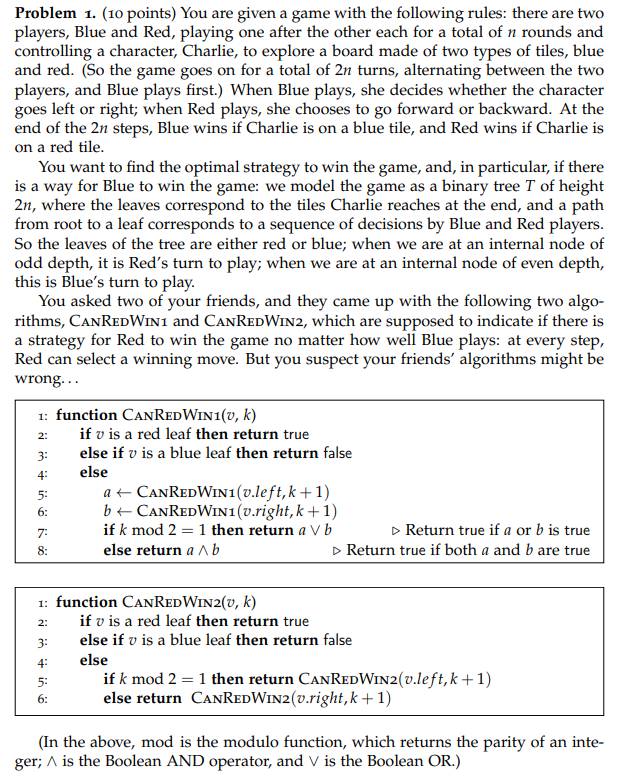 Solved Problem 1. (1o points) You are given a game with the | Chegg.com