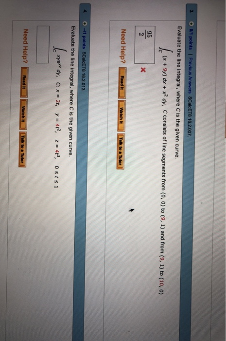Solved 3. 0/1 points Previous Answers SCalcET8 16.2.007 | Chegg.com