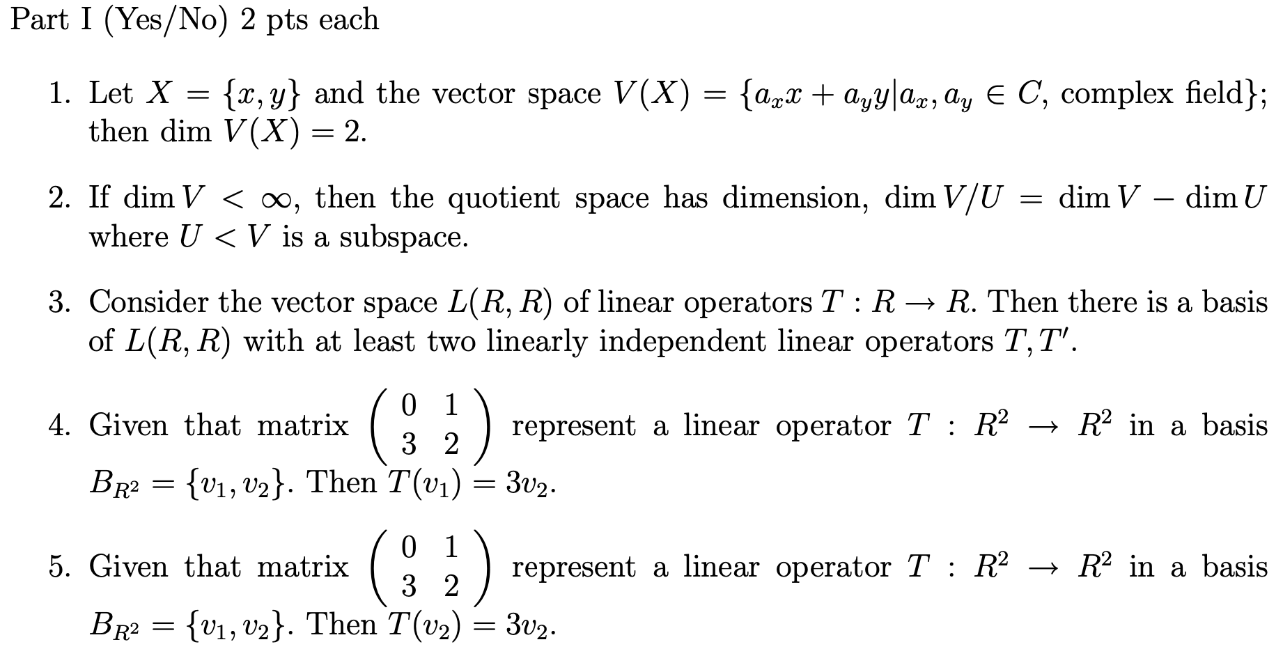 Solved 1. Let X={x,y} and the vector space | Chegg.com