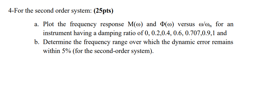 4-For the second order system: (25pts) a. Plot the | Chegg.com