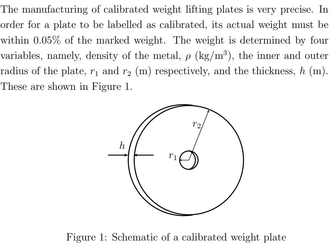 Solved The manufacturing of calibrated weight lifting plates | Chegg.com