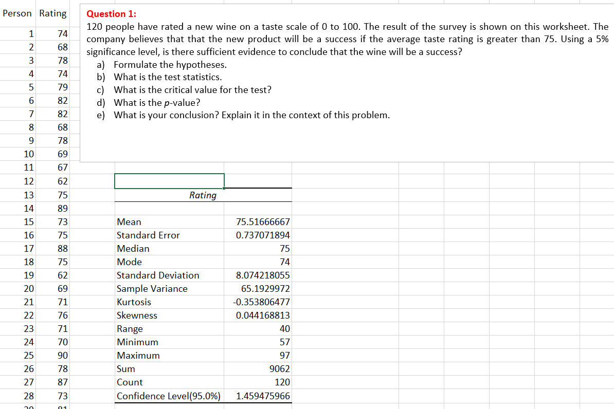 Solved How would this be done in Excel? There are 120 | Chegg.com