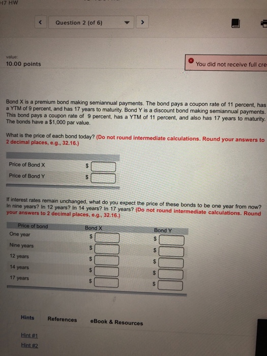 Solved 47 HW Question 2 (of 6) You did not receive full cre | Chegg.com