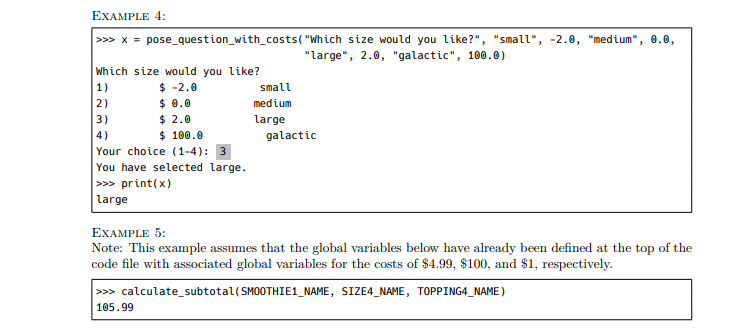 Solved smoothie problem in PYTHON for THONNY IDE have | Chegg.com